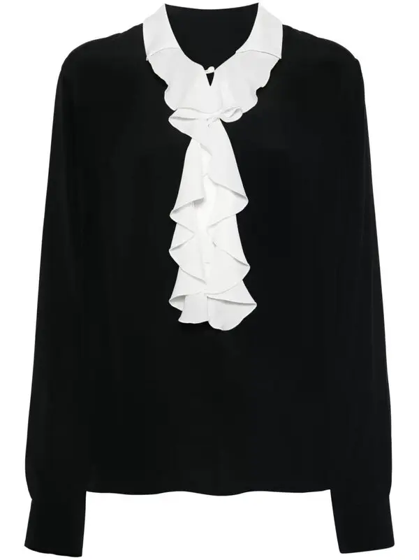 N°21 Ruffled Crepe Blouse - Black