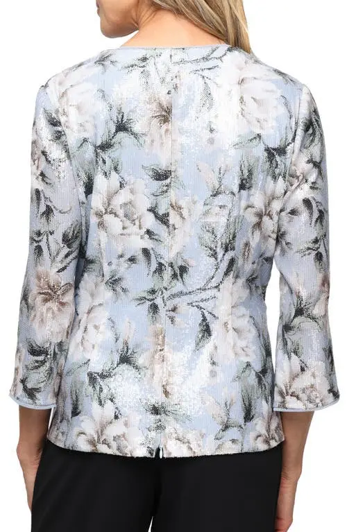 Alex Evenings Floral Sequin Top