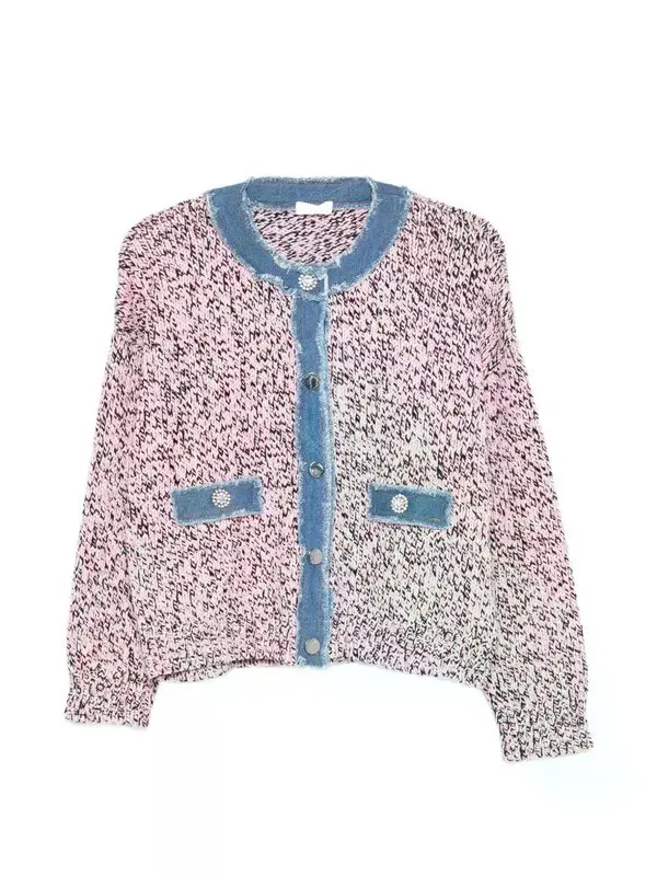 Liu Jo Mouliné Cardigan With Bejewelled Buttons