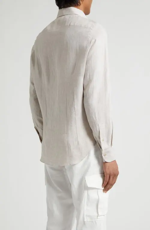 Eleventy Linen Button-up Shirt - Sand