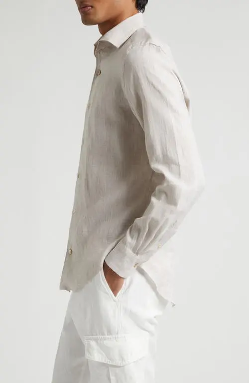 Eleventy Linen Button-up Shirt - Sand