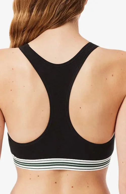 Lacoste Racerback Padded Stretch Cotton Bralette - Black