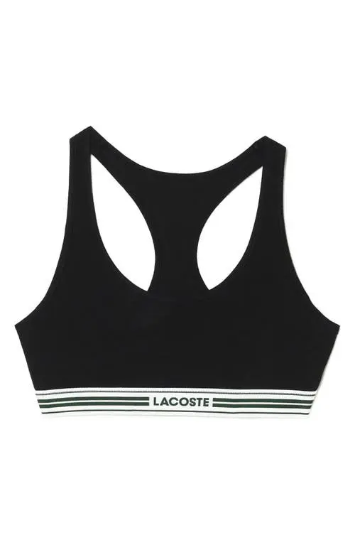 Lacoste Racerback Padded Stretch Cotton Bralette - Black