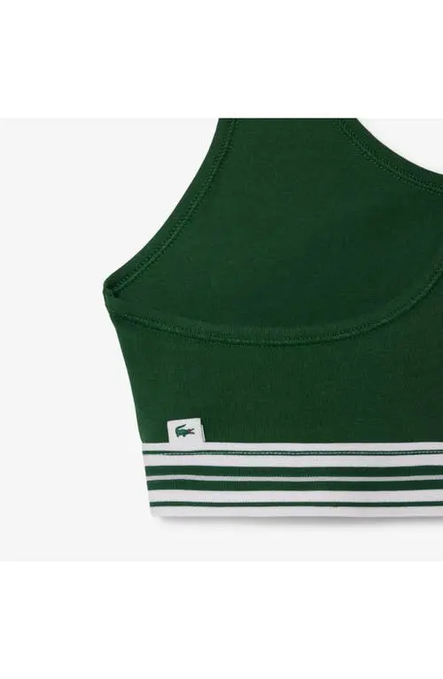 Lacoste Racerback Padded Stretch Cotton Bralette - Green