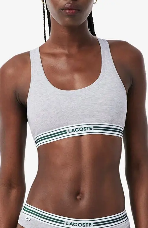 Lacoste Racerback Padded Stretch Cotton Bralette - Silver Chine
