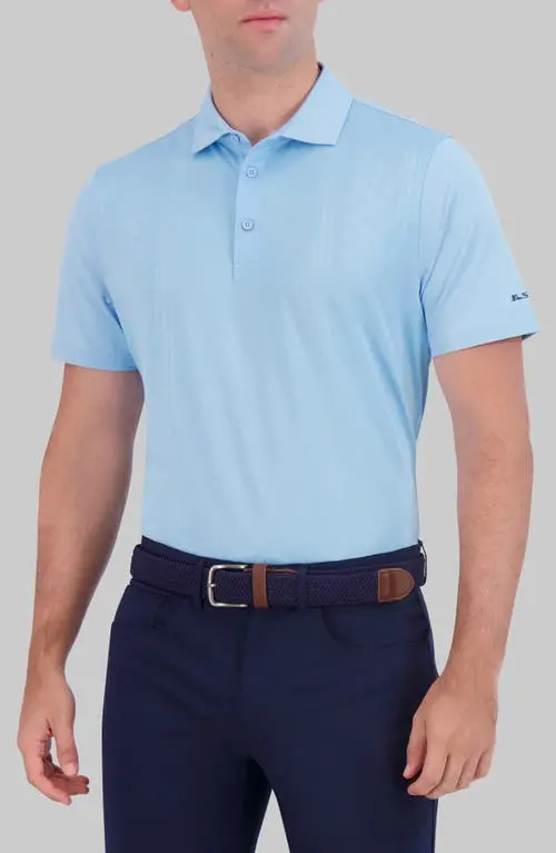 Ben Sherman Tonal Diamond Jacquard Performance Golf Polo - Light Blue