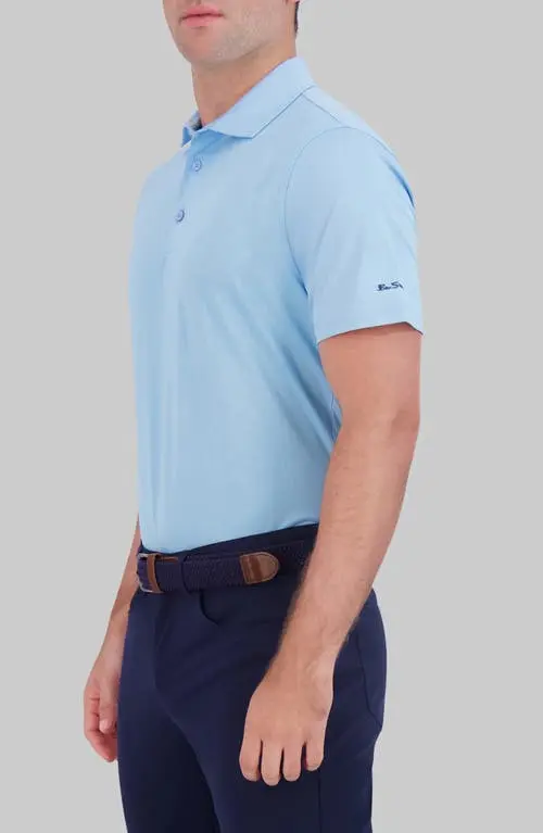 Ben Sherman Tonal Diamond Jacquard Performance Golf Polo - Light Blue