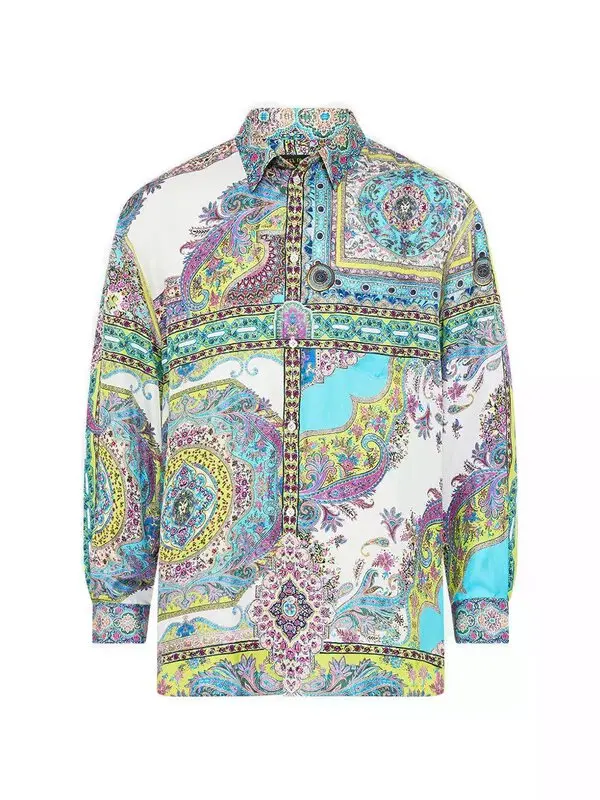 Camilla Oversized Printed Shirt - White