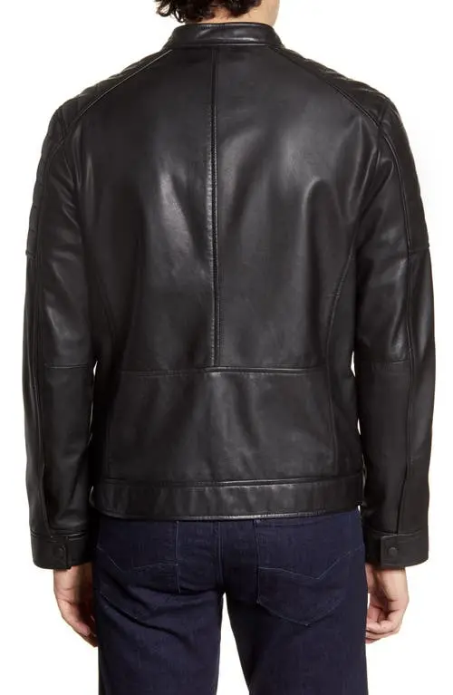 Cole Haan Racer Leather Jacket - Black