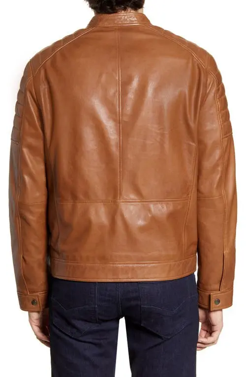 Cole Haan Racer Leather Jacket - Camel