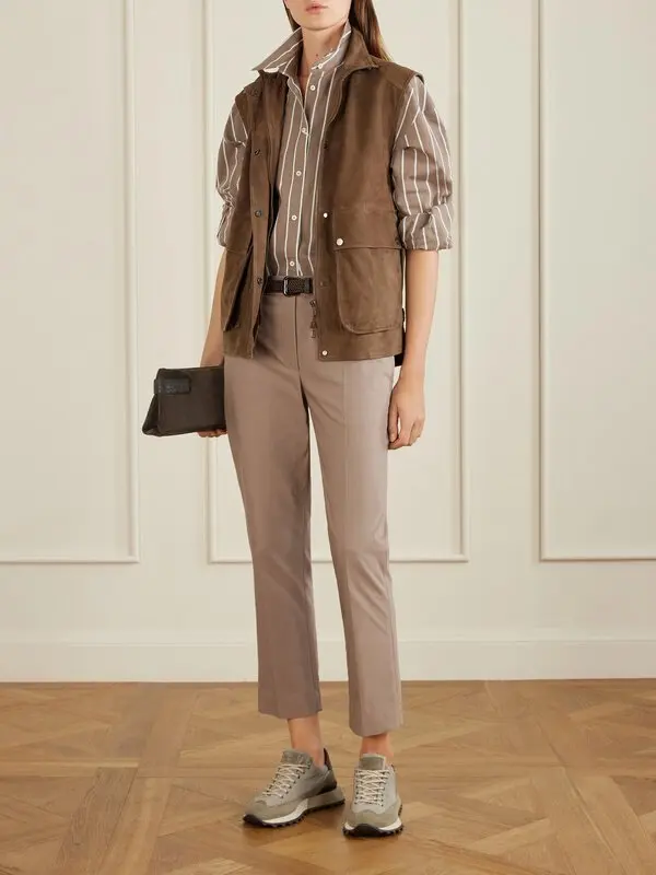 Brunello Cucinelli Cropped Slim-leg Stretch-cotton Trousers