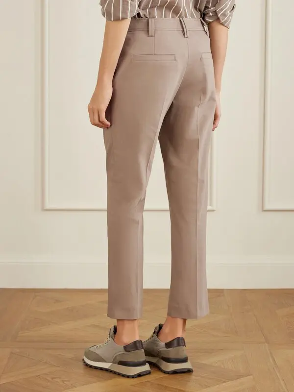 Brunello Cucinelli Cropped Slim-leg Stretch-cotton Trousers