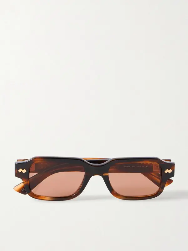Bottega Veneta Intrecciato Rectangular Sunglasses - Tortoiseshell