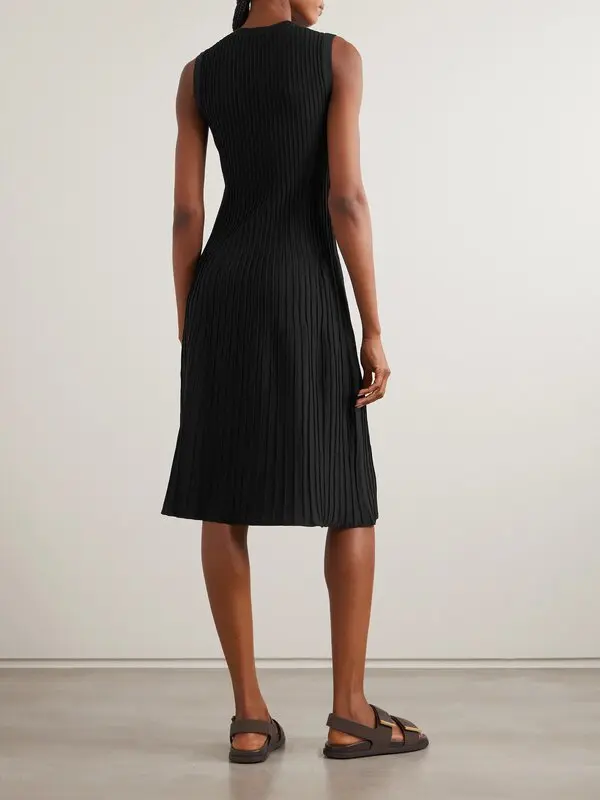 Max Mara Pegizio Ribbed-knit Midi Dress - Black