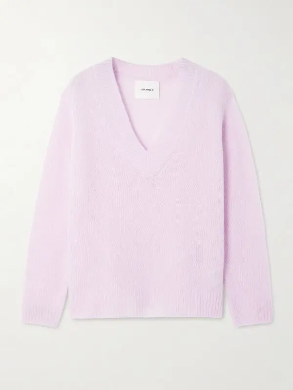 LISA YANG Leona Cashmere And Silk-blend V-neck Sweater - Pink