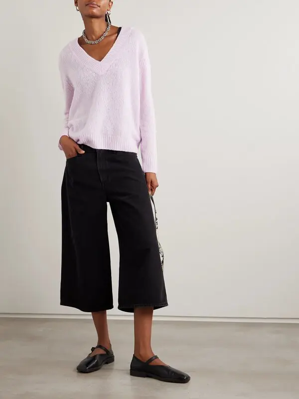 LISA YANG Leona Cashmere And Silk-blend V-neck Sweater - Pink