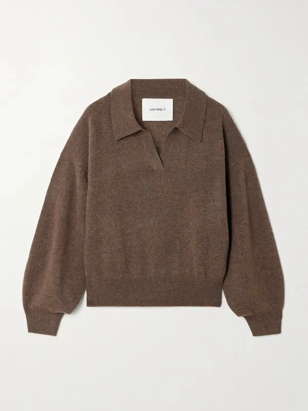 LISA YANG Katriel Cashmere Polo Sweater - Brown
