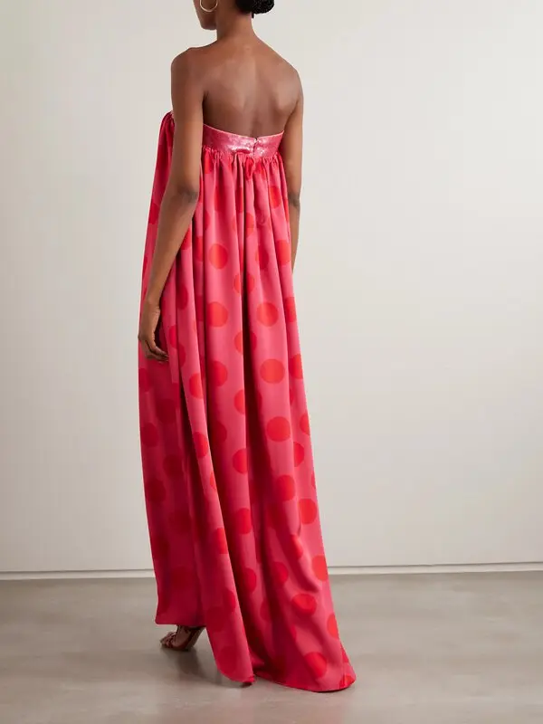 DIMA AYAD Strapless Polka Dot Embellished Gown