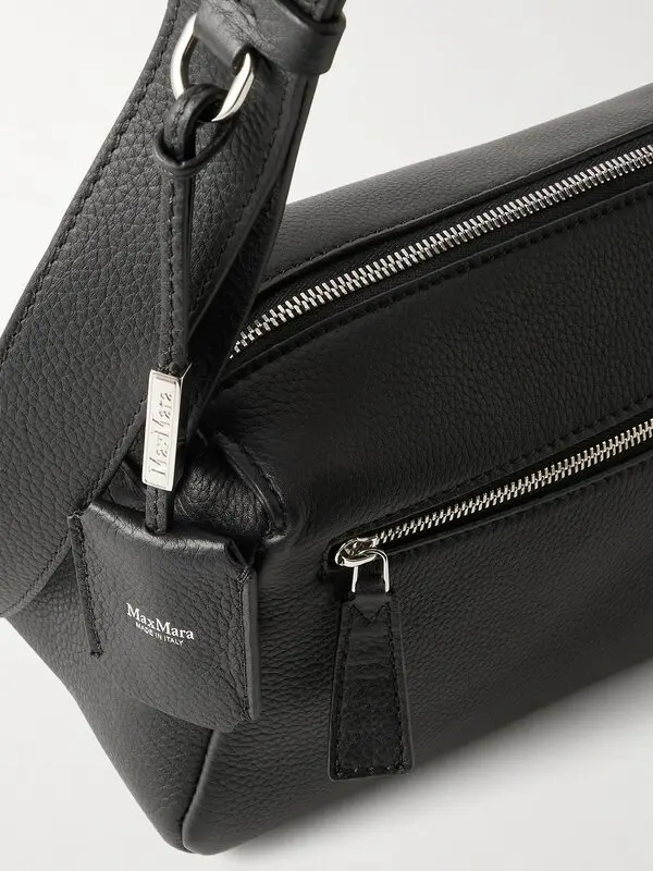 Max Mara Skippers Textured-leather Shoulder Bag - Black