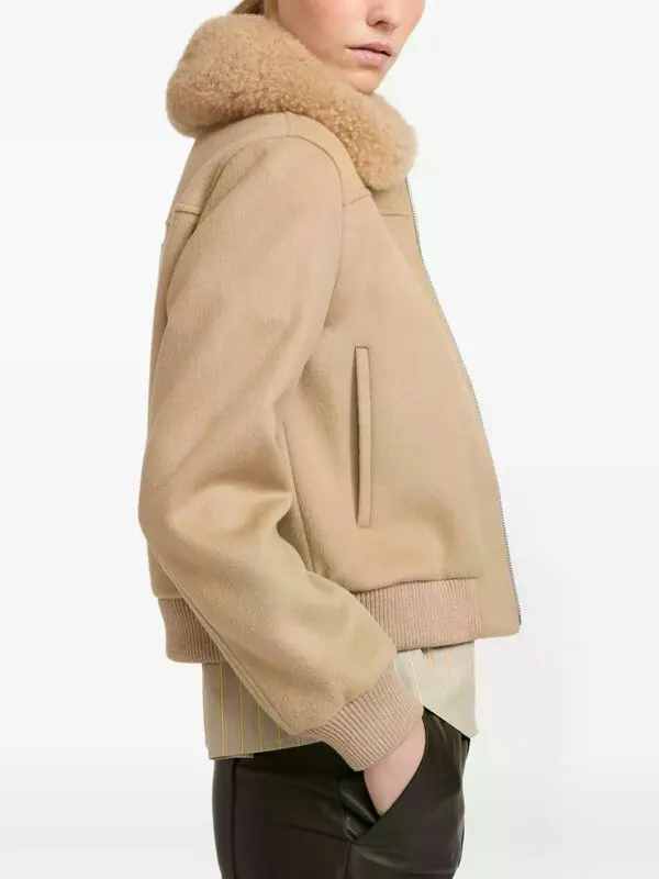 YVES SALOMON Lambswool-collar Bomber Jacket