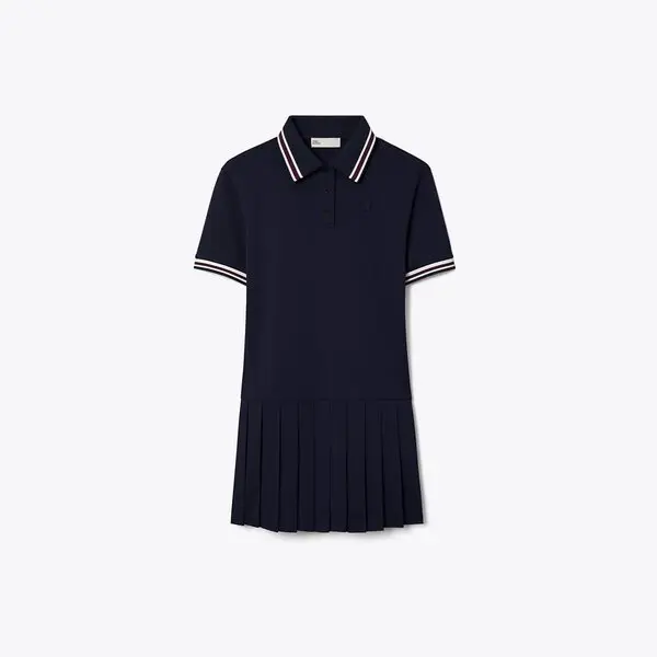 Tory Burch Striped Rib Knit Polo Mini Dress