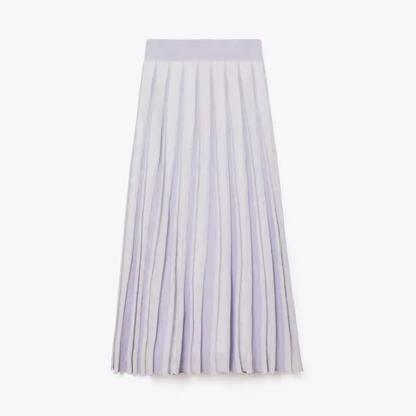 Tory Burch Pleated T Monogram Cotton Skirt - Spring Blue