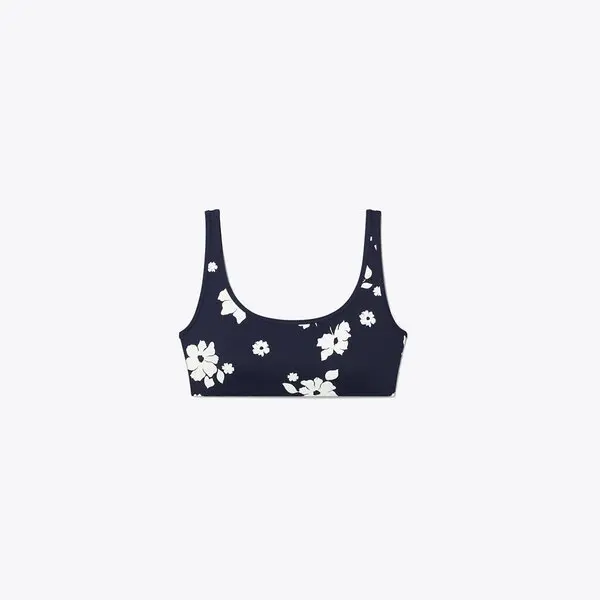 Tory Burch Printed Nylon Scoop-neck Bra