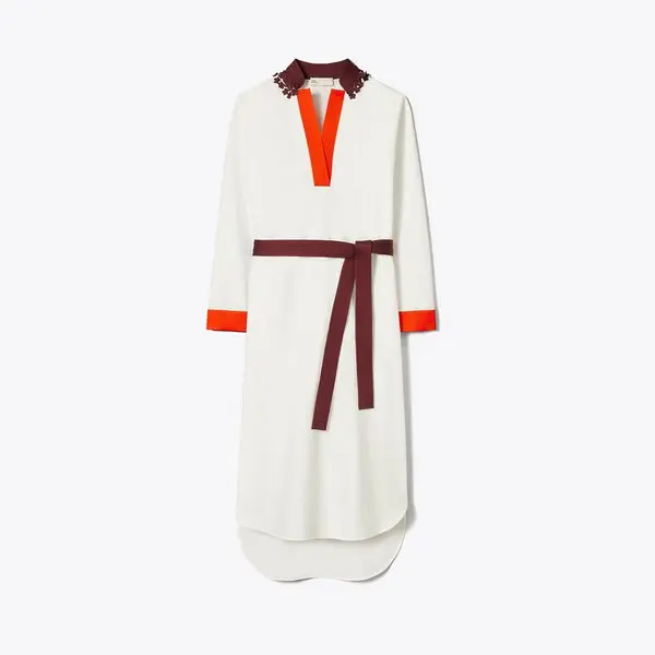Tory Burch Belted Cotton Tunic - White