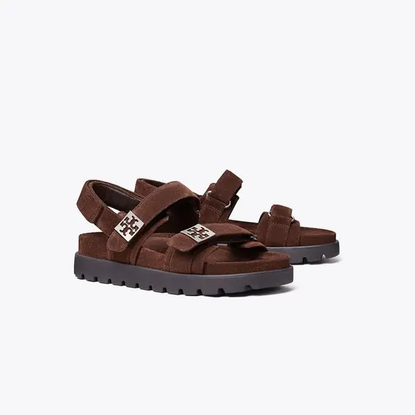 Tory Burch Mellow Burch Sandal - Dark Cocoa/perfect Black/silver