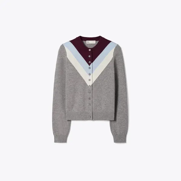 Tory Burch Chevron Wool-cashmere Cardigan
