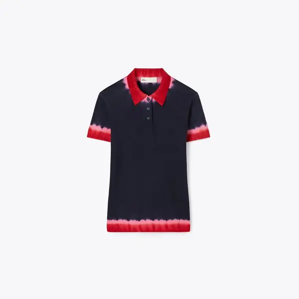 Tory Burch Dip Dye Wool Polo - Medium Navy/red