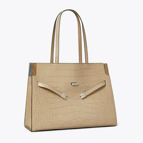 Tory Burch Lee Radziwill Embossed Tote - Ginger Leaf