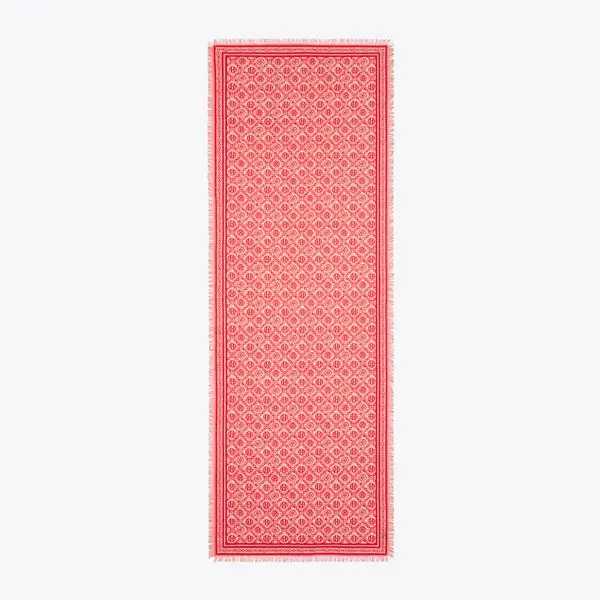 Tory Burch T Monogram Floral Oblong Scarf - Red T Monogram