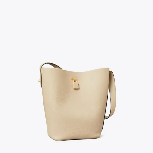 Tory Burch Slim Lock Bucket Bag - Light Stone