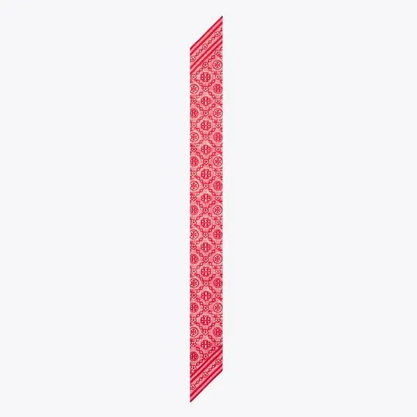 Tory Burch T Monogram Silk Ribbon Tie - Red