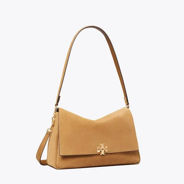 Tory Burch Charlie Suede Shoulder Bag - Wild Tobacco