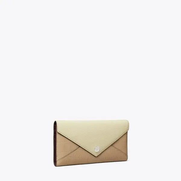 Tory Burch Long Colorblock Envelope Wallet - Soft Custard Multi