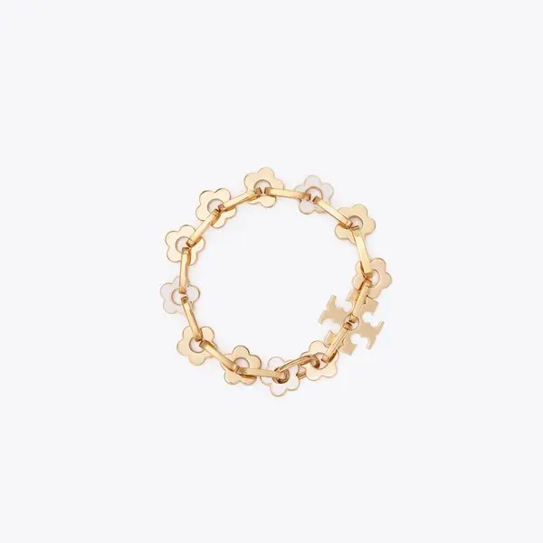 Tory Burch Forget Me Not Interlocking Bracelet - Tory Gold/new Ivory