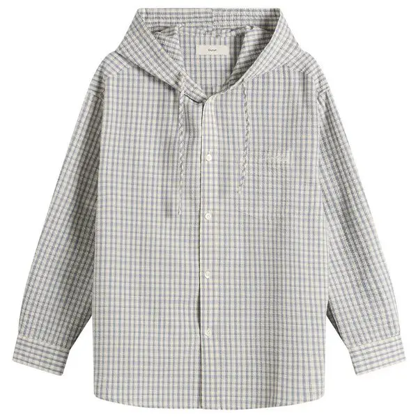 DUNST Classic Check Hooded Shirt - Cream Check