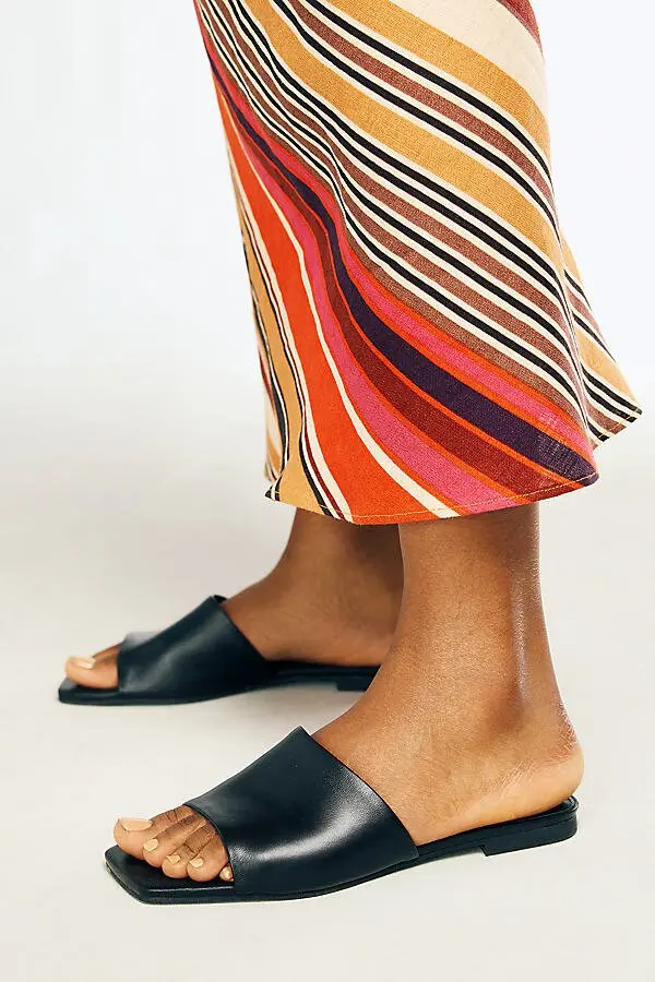 Anthropologie Leather Slide Sandals - Black