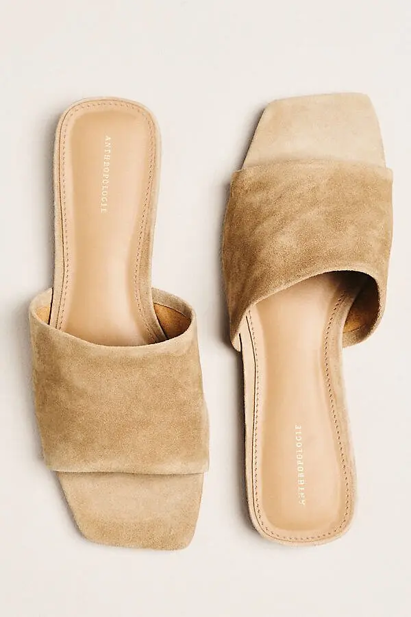 Anthropologie Leather Slide Sandals - Neutral