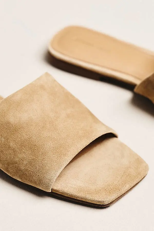 Anthropologie Leather Slide Sandals - Neutral