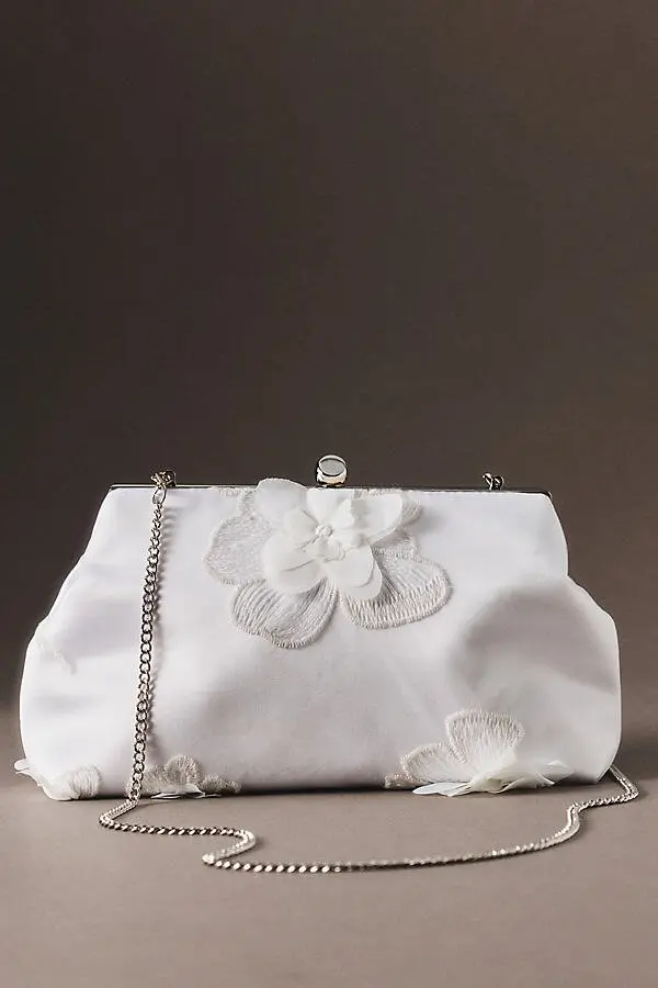 Badgley Mischka Lila Floral Appliqué Clutch