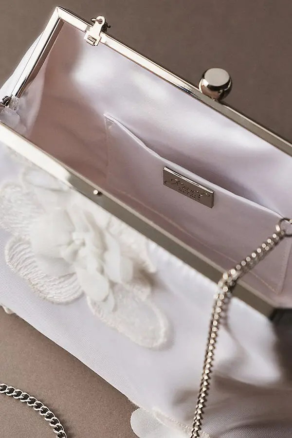 Badgley Mischka Lila Floral Appliqué Clutch