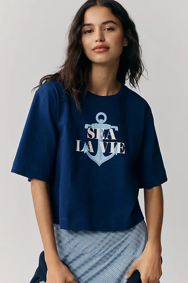 Maeve The Corey Cotton Crew Neck Tee