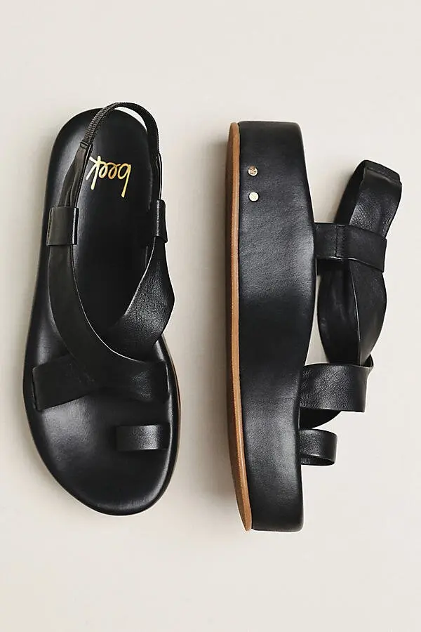 Anthropologie Cross Strap Platform Sandals - Black