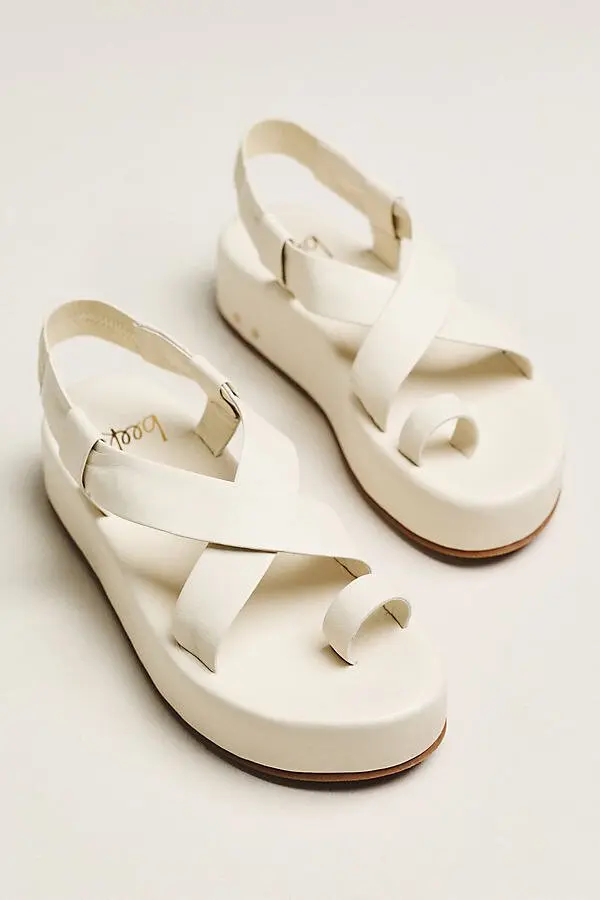Anthropologie Cara Cara Cross Strap Platform Sandals - Cream
