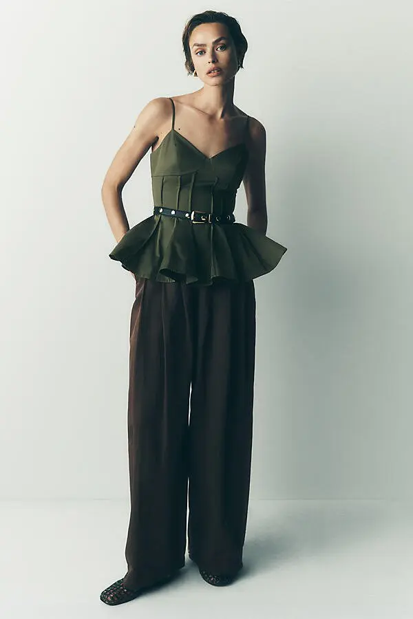Maeve Pleated Trousers - Brown