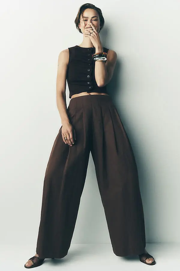 Maeve Pleated Trousers - Brown