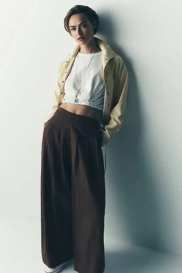 Maeve Pleated Trousers - Brown